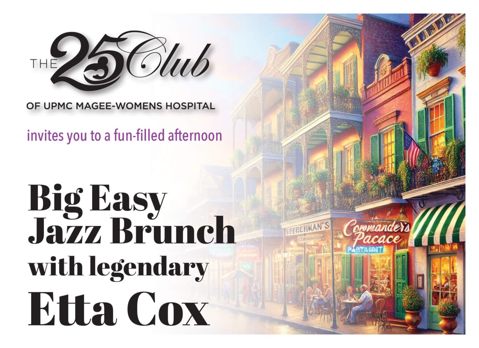 Big Easy JAZZ Brunch featuring the Renowned Etta Cox - The 25 Club